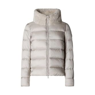 Save The Duck Beige Daunenjacke mit Kunstpelz - - Jackets - Damen - Beige - 2XS