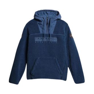 Napapijri Blaue Halb Zip Hoodie Teide Fleece - - Sweatshirts & Hoodies - Herren - Blau - 2XL