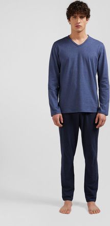 Eden Park Pyjama Long En Coton Bleu Fonc&eacute; Pantalon &Agrave; Micromotifs Noeuds Papillon