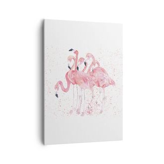 Arttor Bilder auf Leinwand Flamingo Vogel Wasser Leinwandbild mit Rahmen 50x70cm Wandbilder Dekoration Wohnzimmer Schlafzimmer K&uuml;che Deko Gro&szlig; Wanddeko Bild 