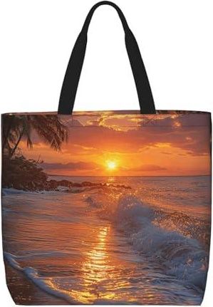 Generic Plage De Maui, Hawa&iuml; Sac Fourre Tout Pliable Tote Bag L&eacute;ger Sac A Main Femmes Pour Travail Shopping Universit&eacute;