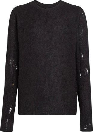 Thom Krom Homme, Pulls, Noir, Taille: XL Pull Tricot Effet Détruit Noir Aw25