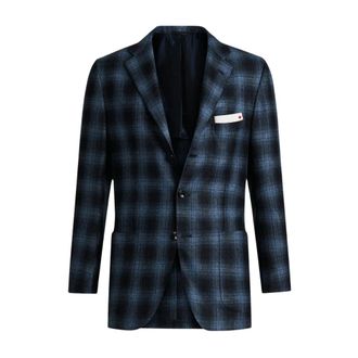 Kiton Karierte Kaschmir-Mischung Jacke - - Jackets - Herren - Blau - L