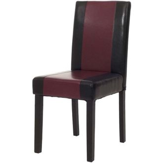 Hhg [JAMAIS UTILIS&Eacute;] Chaise de salle &agrave; manger Littau, chaise de cuisine, similicuir, noir/rouge, pieds fonc&eacute;s