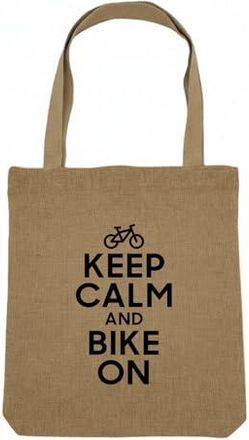 Fabulous Sac Shopping Tote Bag Aspect Lin - Keep Calm and Bike On Parodie Angleterre Sport V&eacute;lo - Sac de Courses Toile Epaisse 360g Beige Naturel Cabas Port&eacute; E