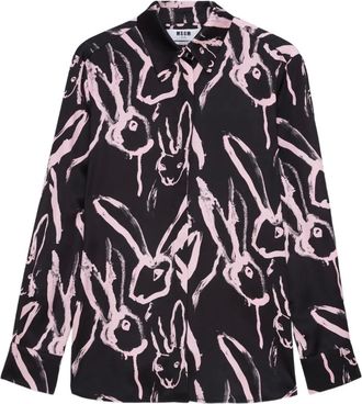 Msgm Hemd mit Hasen-Print - Schwarz