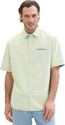 Tom Tailor Herren Comfort Fit Hemd mit Struktur, green colored dots structure, XL