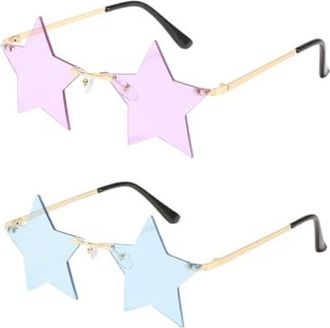 Garneck 2paires Lunettes de Soleil D&eacute;coratives &Eacute;toile Lunettes Pentagramme pour Cosplay F&ecirc;tes et Festivals