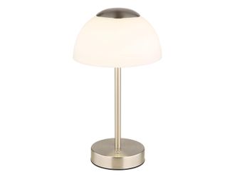 Globo Lighting LED-Tischlampe - H 31 cm - Nickelfarben - Weiß - Glas - Metall - dimmbar