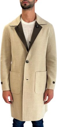 Eleventy Homme, Manteaux, Beige, Taille: L Manteau R&eacute;versible en Laine