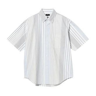Beams Plus Homme, Chemises, Blanc, Taille: L Chemise Oxford Boutonn&eacute;e &agrave; Rayures Multiples