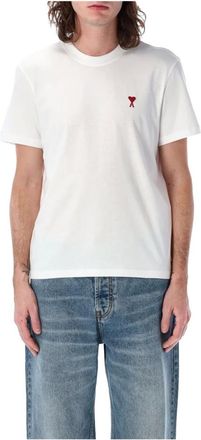 Ami Homme, Tops, Blanc, Taille: M T-shirt blanc avec broderie rouge