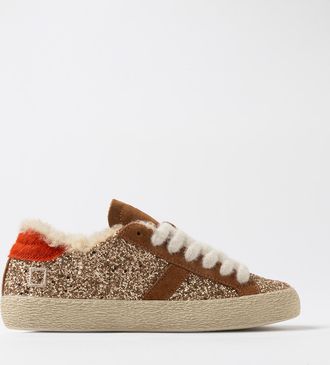 D.A.T.E. hill low fur glitter bronze