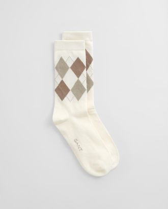 GANT Damen Karierte Argyle Socken (39-41) EGGSHELL