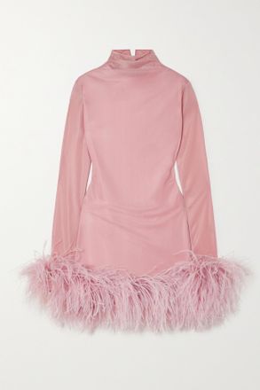 16Arlington Luna Minikleid Aus Stretch-jersey Mit Federn Und Stehkragen - Pink