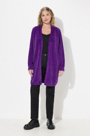 Ulla Popken Strickjacke Chenille-Strickjacke Oversized V-Ausschnitt