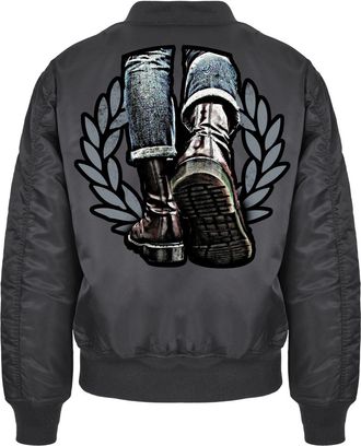 Spass Kostet Herren Bomberjacke SKINHEAD BOOTS mit R&uuml;ckendruck marching way of life skins