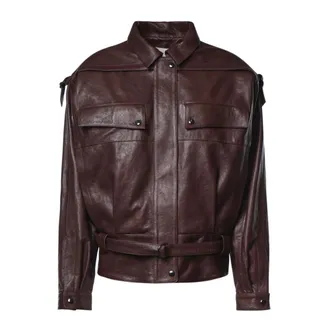 Magda Butrym Veste en cuir ceintur&eacute;e &agrave; empi&egrave;cements - Femme - Vestes - Rouge - Taille: 36 FR