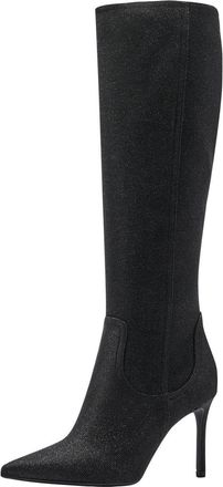 Tamaris Damen Langschaft-Stiefel mit Absatz Vegan Stilettoabsatz; BLACK GLAM/schwarz; 40 EU