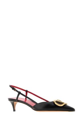 Valentino Garavani Womens Black Leather Vlogo Signature Pumps Nero Scarpe Con Tacco High Heel Shoes