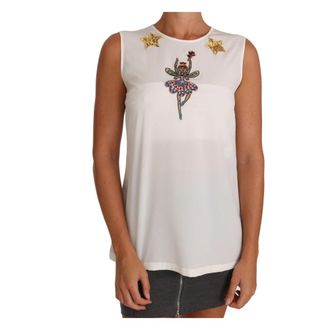 Dolce & Gabbana Crystal Sequin Fairy Top - - Tops - Damen - Wei&szlig; - S