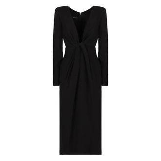 Emporio Armani V-Ausschnitt Kleid mit Knotendetail vorne - - Dresses - Damen - Schwarzk - M
