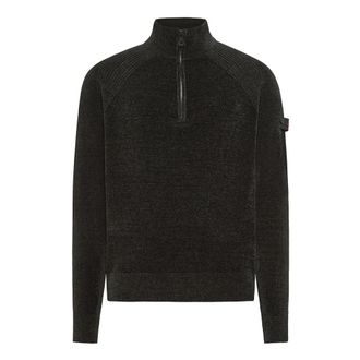 Peuterey Crivelli Unifarbener Chenille-Pullover mit halbem Rei&szlig;verschluss - - Knitwear - Herren - Grau - XL