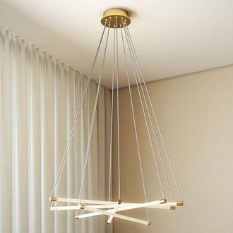 HOMCOM LED Pendelleuchte, H&auml;ngelampe mit verstellbaren Armen, moderner 50 W Kronleuchter Pendellampe f&uuml;r Wohnzimmer, Esszimmer, K&uuml;che, Gold