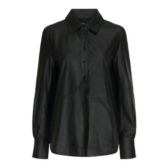 BTF-CPH Schwarzes Lederhemd klassischer Stil - - Blouses & Shirts - Damen - Schwarzk - S