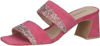Caprice Damen Pantoletten aus Leder mit Absatz, Lila (Fuchsia Suede), 37 EU