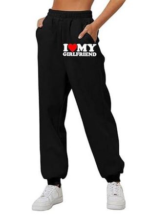 Keephen I Love My Girlfriend Pantalon de Jogging de Sport pour Femmes Lettre dr&ocirc;le Imprim&eacute; en 3D Joggers Hip Hop Training Pantalon de surv&ecirc;tement