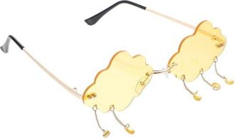 IFUNDOM Lunettes de Soleil sans Monture de Nuage Amusant pour Femmes et Gar&ccedil;on et Filles, Cadre Dor&eacute;, Lunettes Nuageuses Disco, Protection Solaire Estivale po