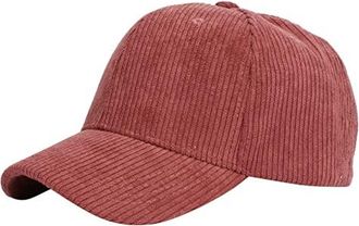 Generic Casquette de baseball en velours c&ocirc;tel&eacute; pour homme et femme - Chapeaux de sport chauds pour lext&eacute;rieur et les voyages, rouge past&egrave;que, Taille unique