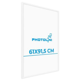 Photolini Bilderrahmen 60x90 weiß, Holz MDF Poster Rahmen 90x60, großer Bilderrahmen für Poster 91.5x61cm mit bruchsicherem Acrylglas, zum Aufhängen & Zubehör -