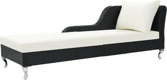 vidaXL Vidaxl - Chaise longue avec coussin R&eacute;sine tress&eacute;e Noir