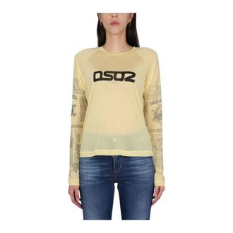 Dsquared2 Femme, Tops, Jaune, Taille: 38 FR Surf Club Longsleeves T-shirt