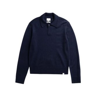Norse Projects Polo Anholt en laine dagneau - Homme - Tops - Bleu - Taille: XS