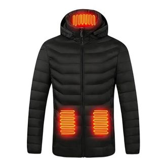 Generic Sweat &agrave; capuche chauffant pour homme - 9 zones de chauffage USB chaud &agrave; capuche avec capuche pour lhiver, le cyclisme, les vacances quotidiennes, Noir