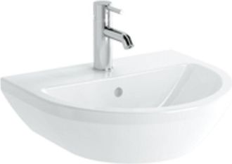 Vitra Waschtisch Integra 495 x 430 mm rund Hahnloch &Uuml;berlauf Wei&szlig; Hochglanz