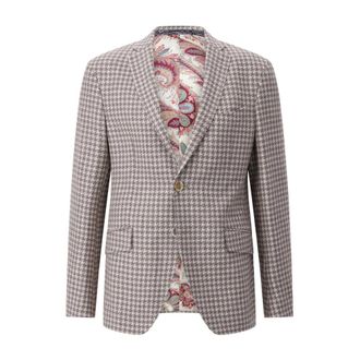 Etro Klassische Hahnentrittjacke mit Paisley-Futter - - Jackets - Herren - Beige - L