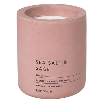 Blomus FRAGA- Duftkerze L aus Sojawachs, Withered Rose, hochwertiger Raumduft, charakteristische Beton-Optik, Duft SEA SALT & SAGE, 55 h Brenndauer (H / B / 