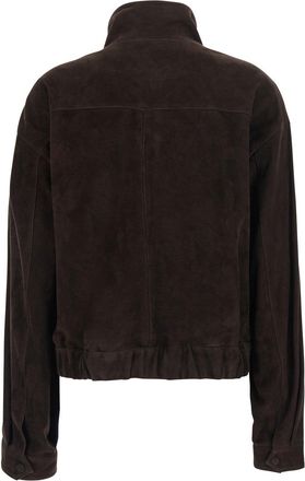Nour Hammour Leather with Zip Pockets Jacket - Brown