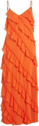 Vila Orange V-Ausschnitt Sommerkleid - - Dresses - Damen - Orange - XL