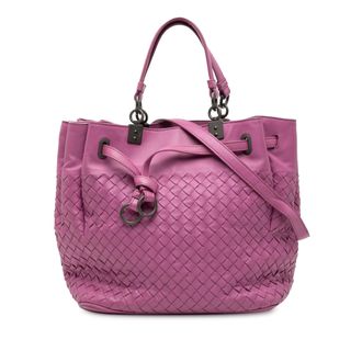 Bottega Veneta Pink Nappa Intrecciato Bucket Bag
