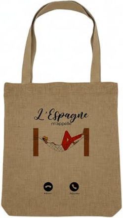 Fabulous Sac Shopping Tote Bag Aspect Lin - LEspagne MAppelle Sieste Clich&eacute; Paresse Humour - Sac de Courses Toile Epaisse 360g Beige Naturel Cabas Port&eacute; Epaule