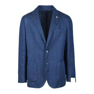 L.B.M. 1911 L.b.m. 1911, Homme, Vestes, Bleu, Taille: 2XL Veste Lin Coton