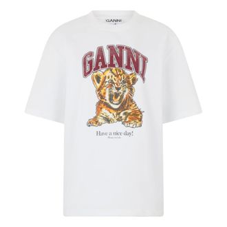Ganni Femme, Tops, Blanc, Taille: 42 FR T-shirt Imprim&eacute;