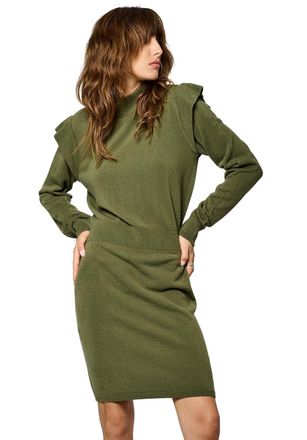 Kaporal Kaporal Damen, Damenkleid Moji, langärmlig, mit Schornsteinausschnitt, khakifarben, Größe L, kaki, Large