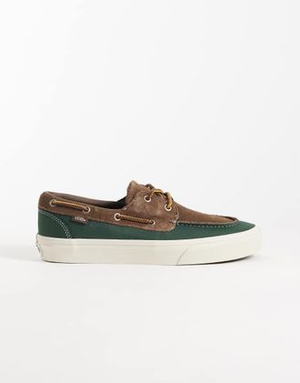 Vans chaussures bateau &agrave; 2 oeillets vert