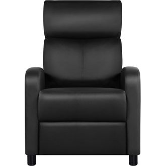Yaheetech Relaxsessel Fernsehsessel Einzelsofa Ruhesessel mit Verstellbarer Beinablage Liegesessel aus Kunstleder Schwarz